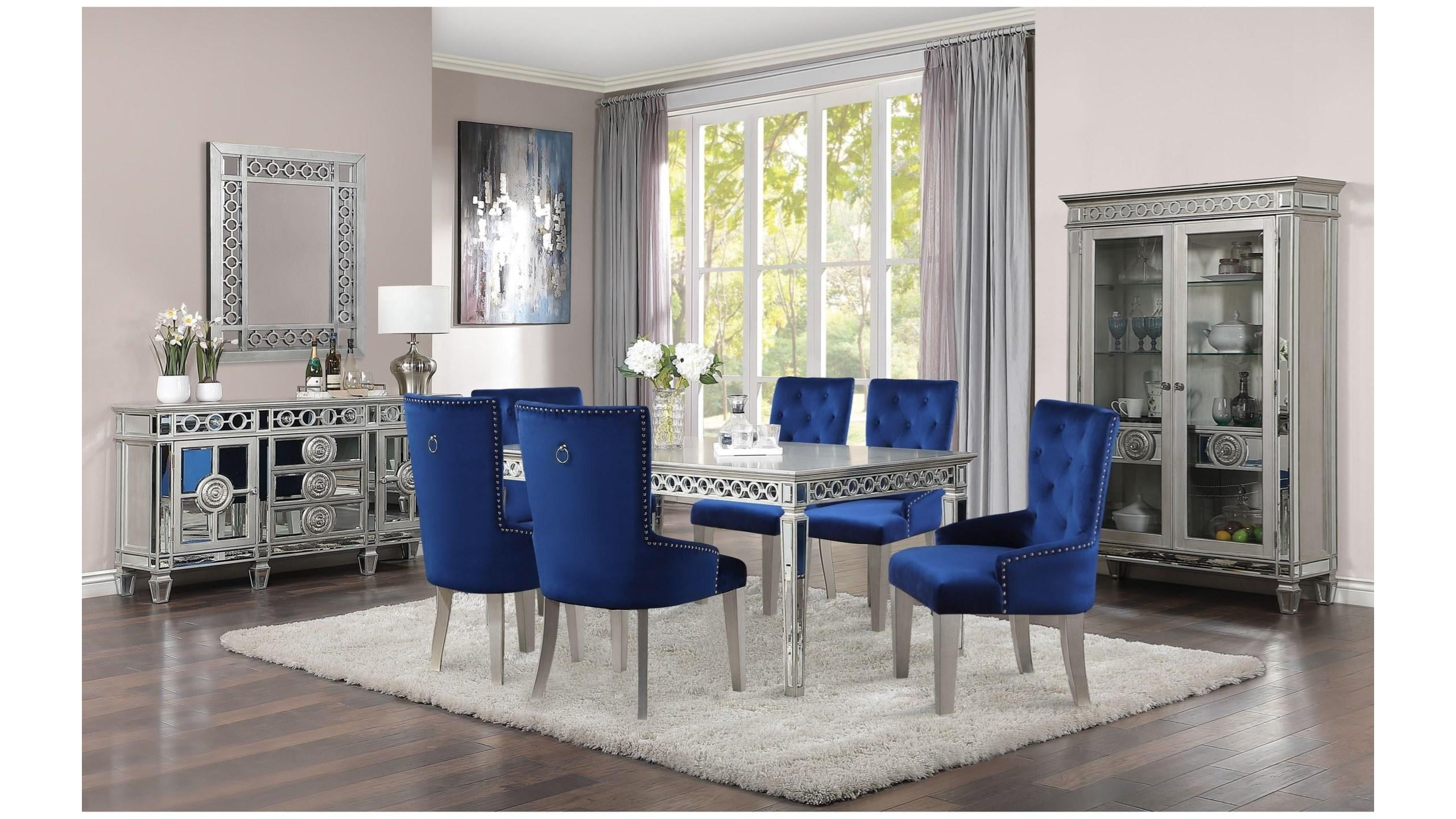 Modern Mirrored & Antique Platinum Dining Room Set by Acme Varian 66160 ...