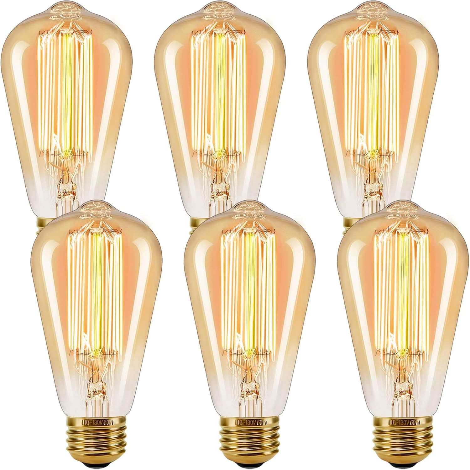 SHIQI-Edison Light Bulbs 60 Watt 110V E26 Standard Base Dimmable ST64 ...