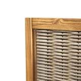 Rattler Acacia Wood 4-Piece Outdoor Chat Set with Cushions, Teak, Mixed ...