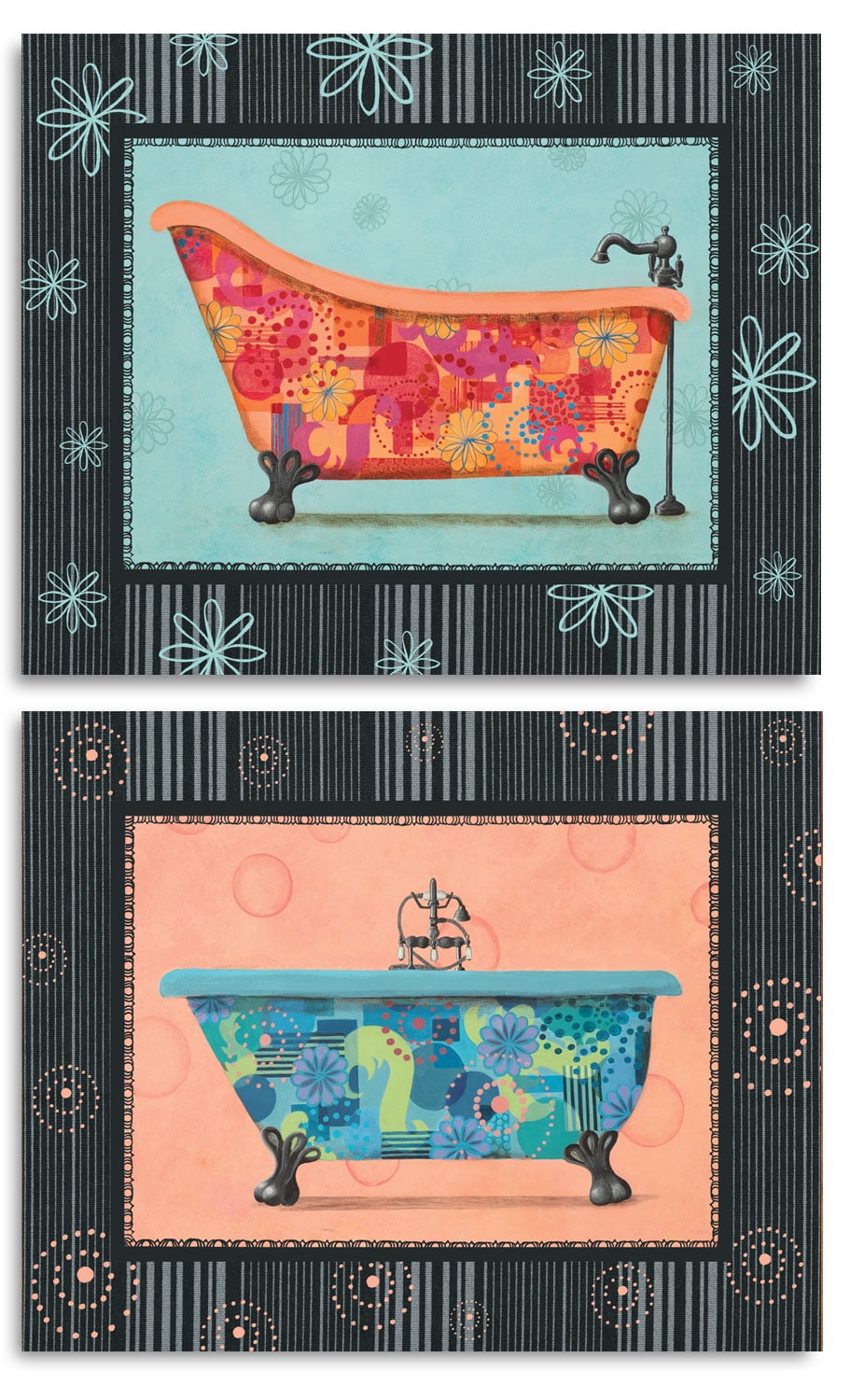 Retro Tubs I Fun, Lovely, Colorful Clawfoot Bathtubs; Two 14x11 Poster ...