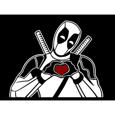 Deadpool making heart sign on car truck SUV laptop mac toolbox wall ...