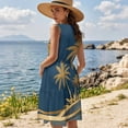 Binienty Gold Palm Tree Art Sleeveless Tank Dress with Gold Palm Tree ...