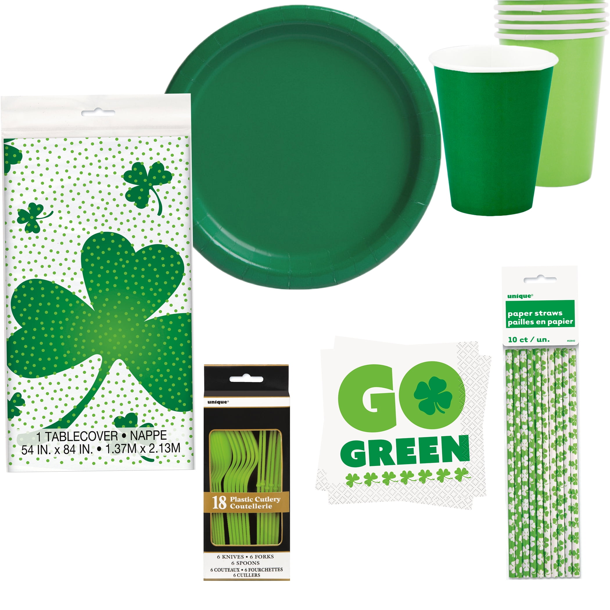 St Patrick's Day Shamrock Party 47pc 6 Guests Party Tableware Set ...