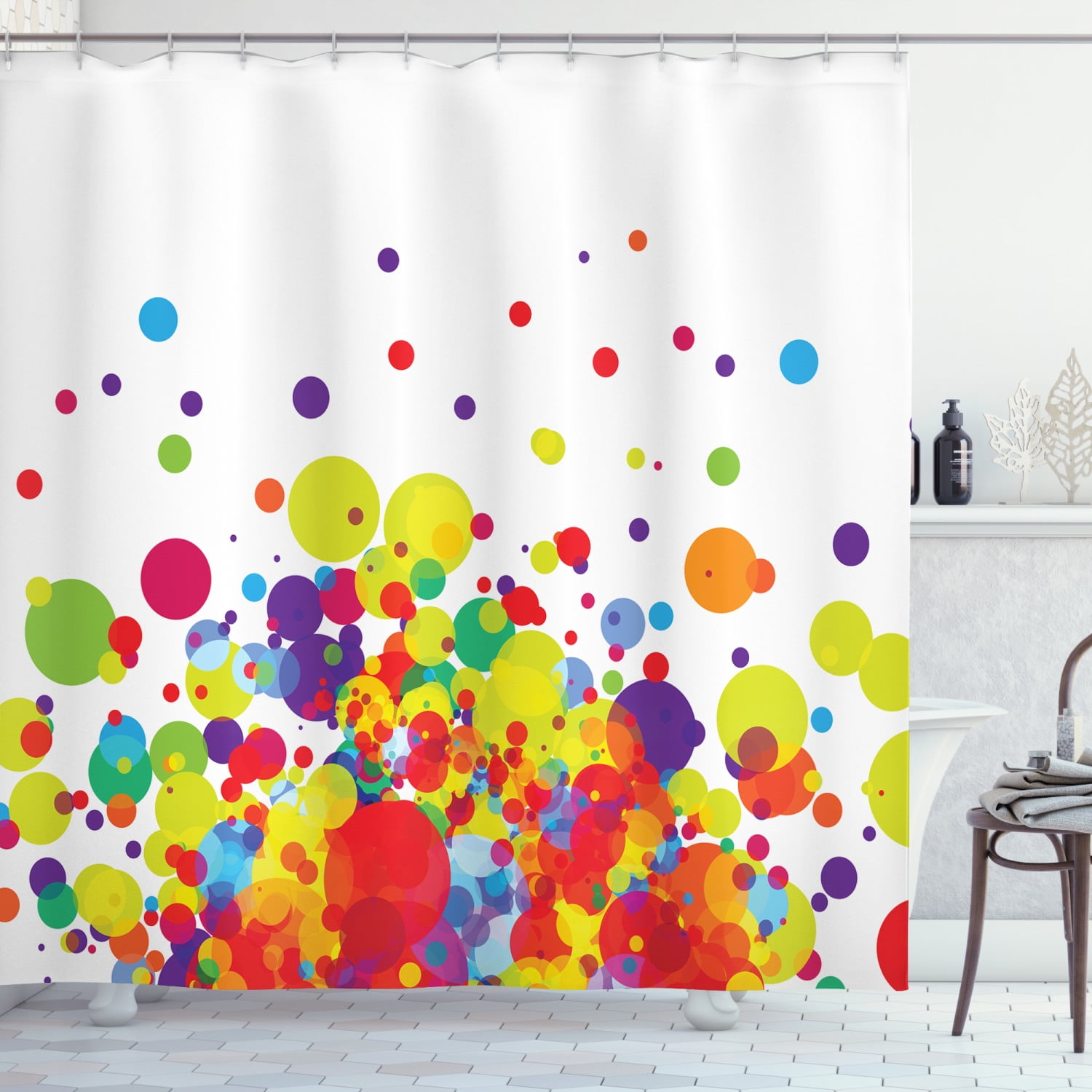 Ambesonne Colorful Shower Curtain, Abstract Circle Rounds, 69"Wx75"L ...