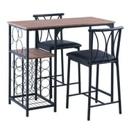 Costway 3 Piece Counter Height Dining Bar Table Set w/2 Stools&3 ...