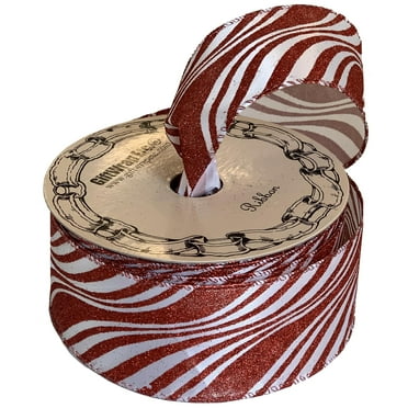 Red Striped Wired Christmas Ribbon - 2 1/2" x 25 Yards, Red White Candy ...