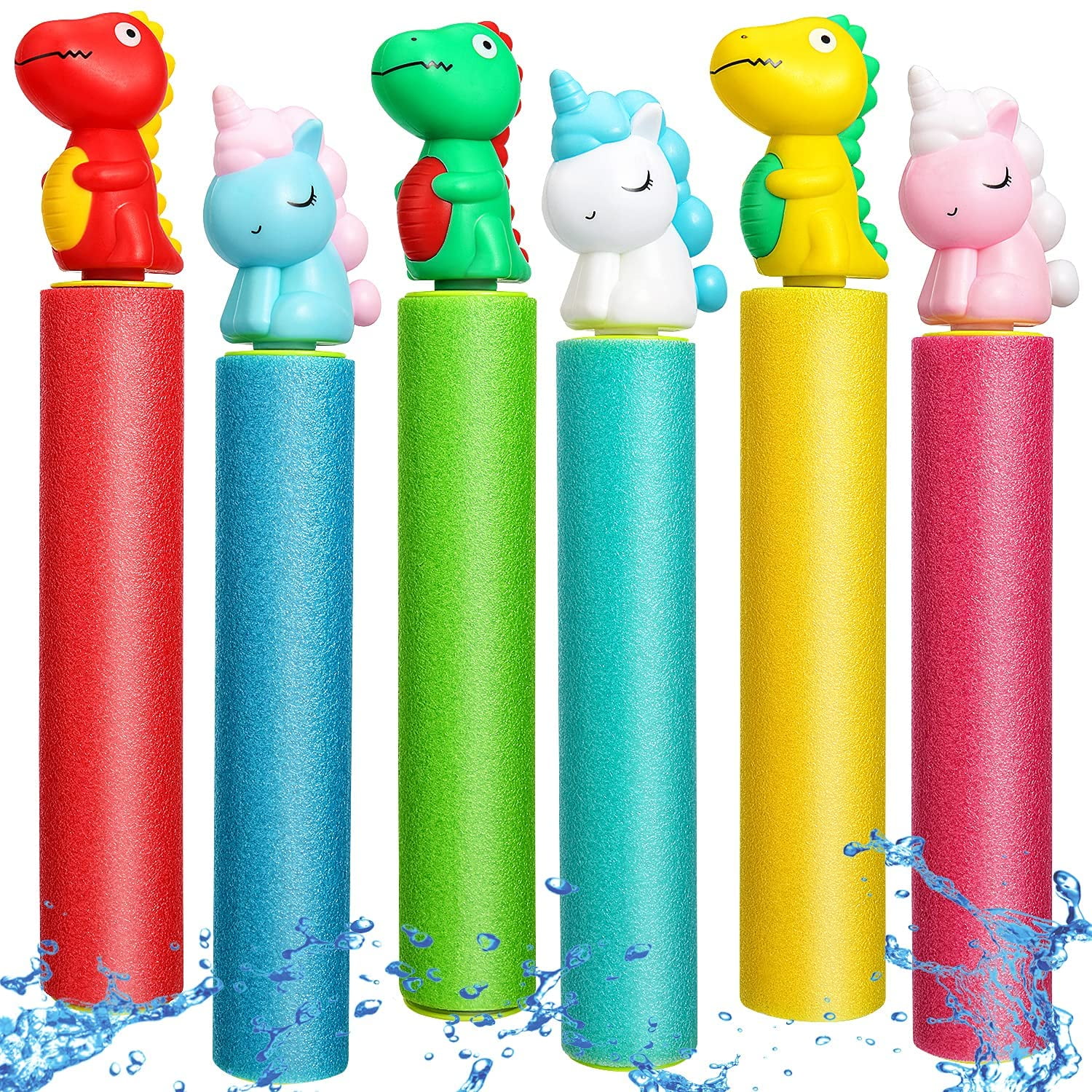 IYEFENG Water Guns, Pool Noodles Toys with Plastic Handle,6pcs Animal ...