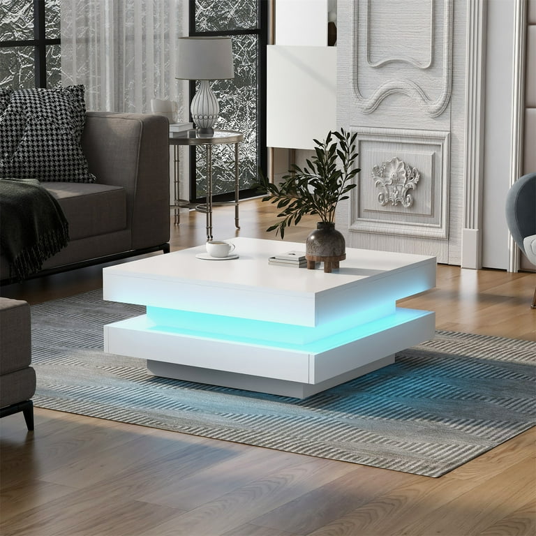 High Gloss Rectangular Low Square Coffee Table