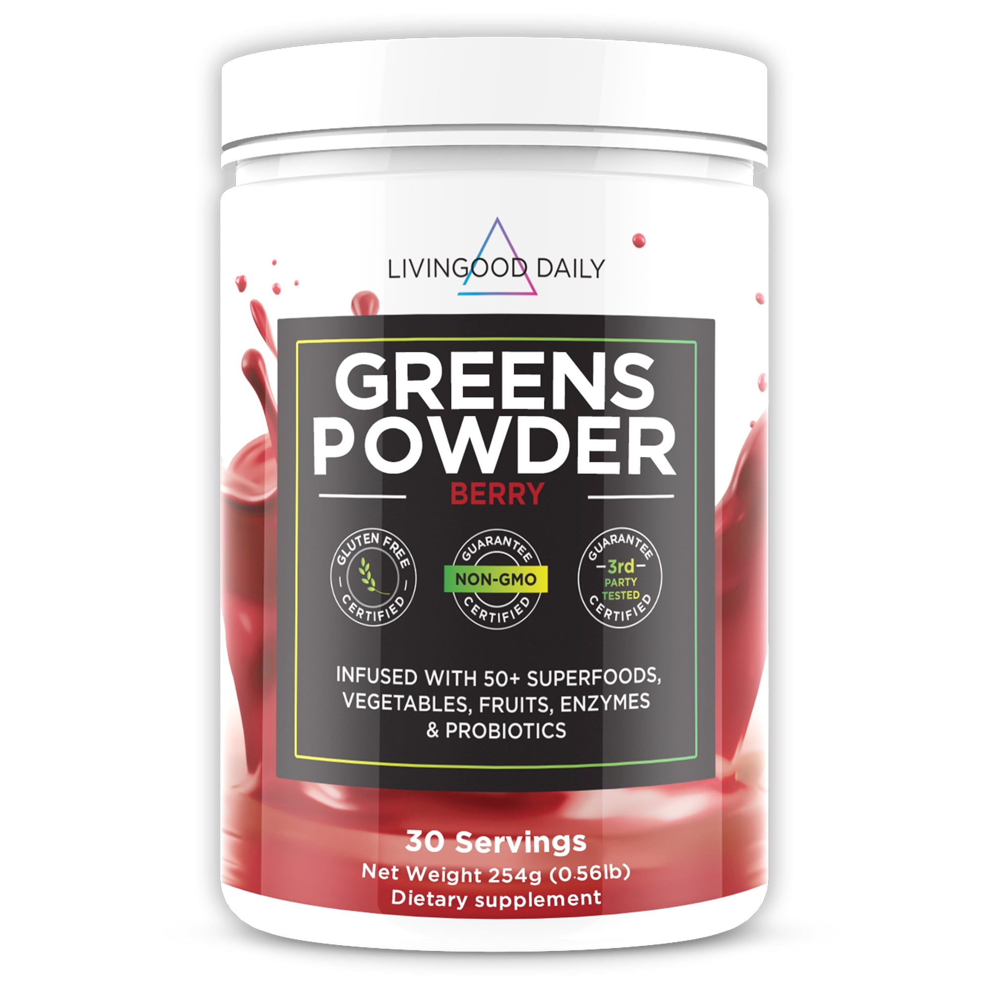 Livingood Daily Super Greens Powder Berry - Green Superfood Powder, 30 ...