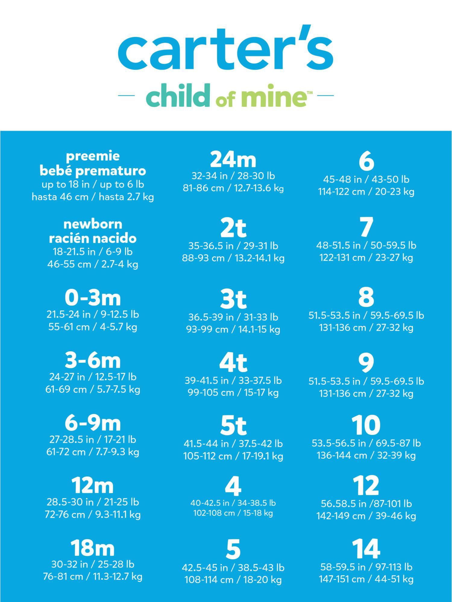 Carters shoe size chart store