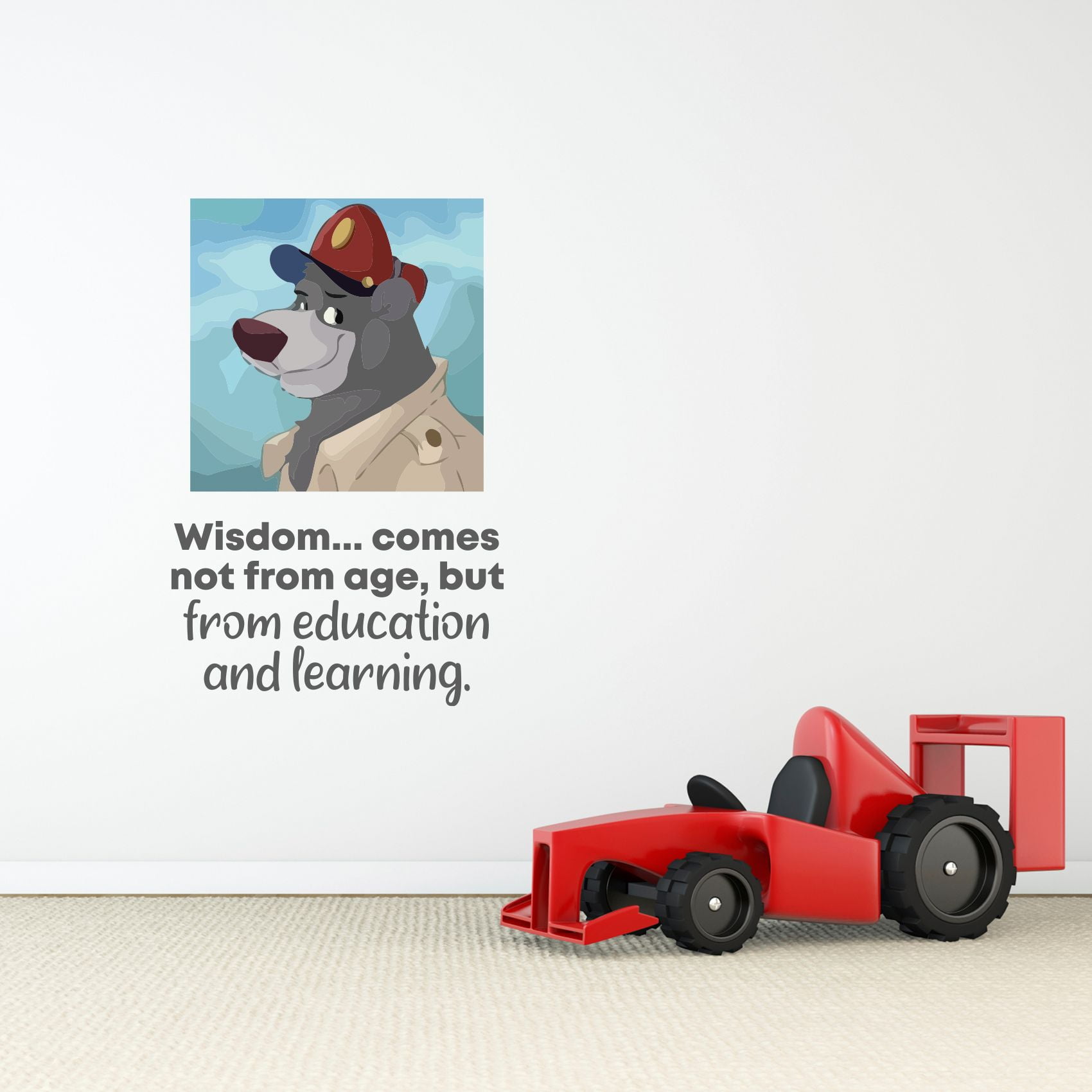 Wisdom Education Bear Life Quote Cartoon Quotes Decors Wall Sticker Art ...
