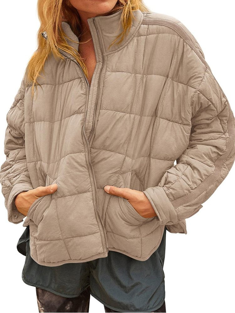 Langwyqu Long Sleeve Winter Casual Lightweight Down Coat Zipper Puffer ...