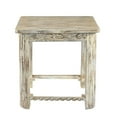 Farmhouse Style Hand Carved 20" Square Side Table in Distressed White ...
