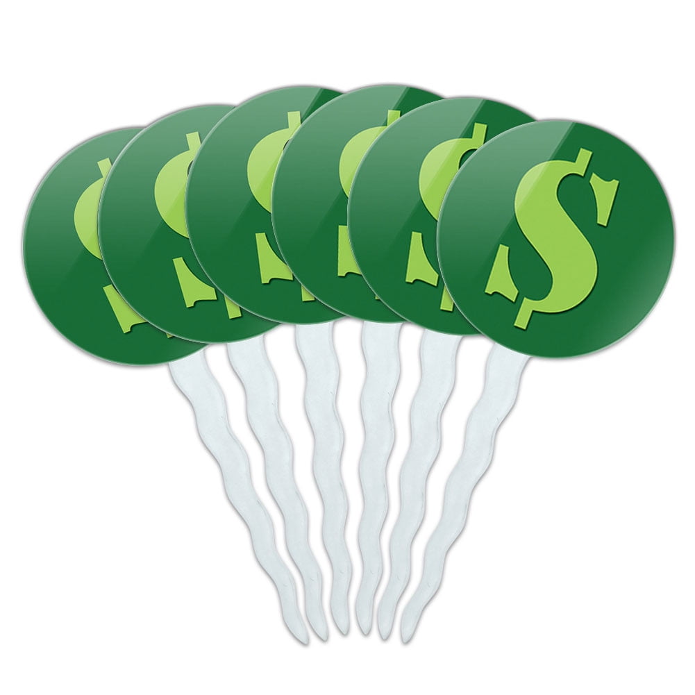 Dollar Sign Money Cupcake Picks Toppers - Set of 6 - Walmart.com