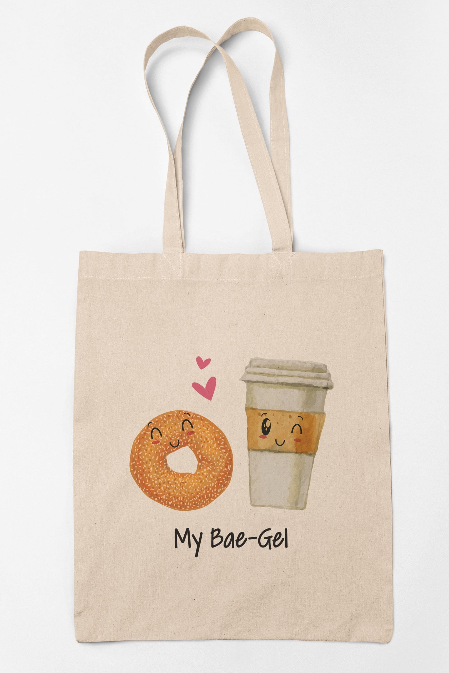 My Bae-Gel, Bagel Pun 12oz Reusable Canvas Tote Bag - Walmart.com