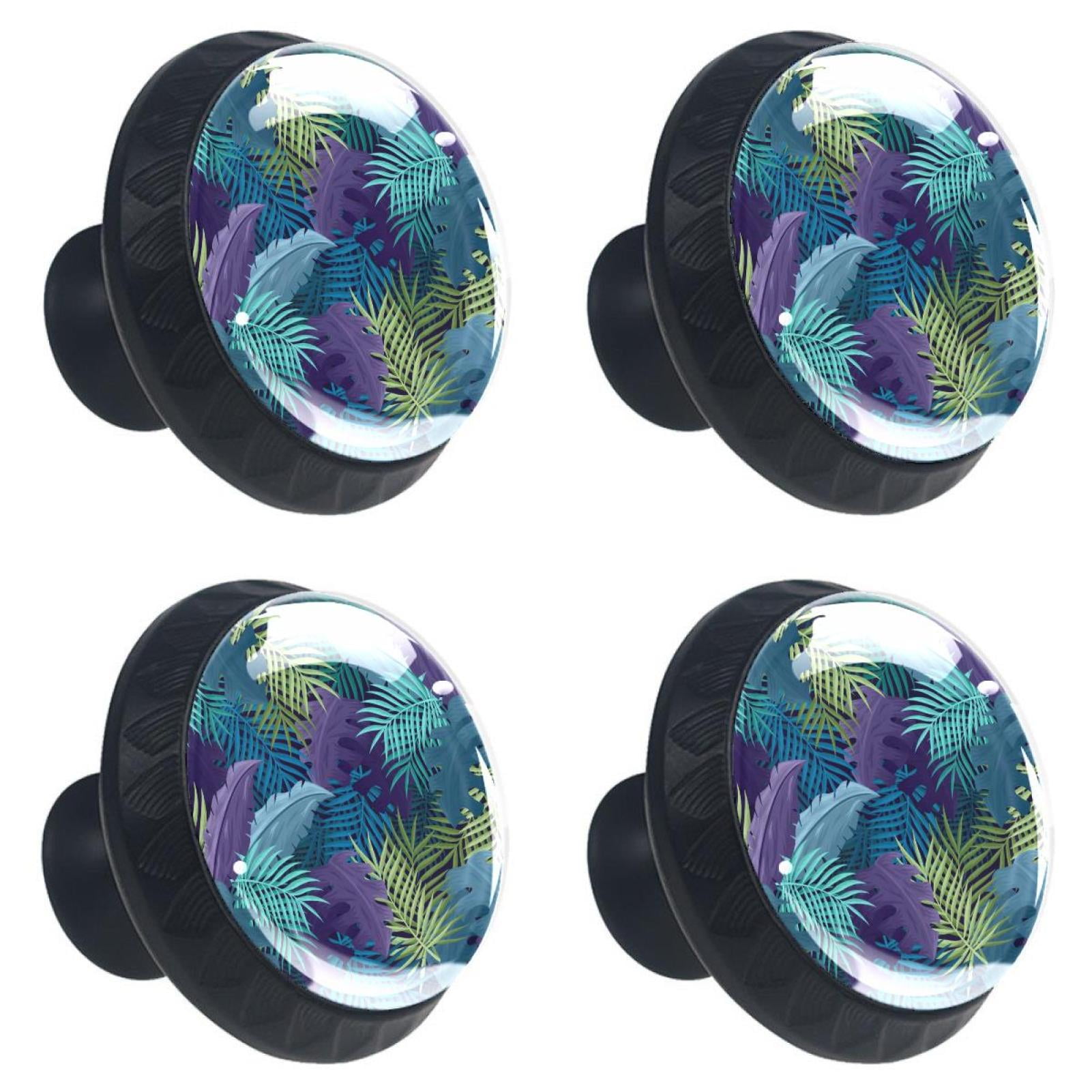 4 Pcs Tropical Lettering Leaves Knobs for Kitchen Cabinet Cupboard ...