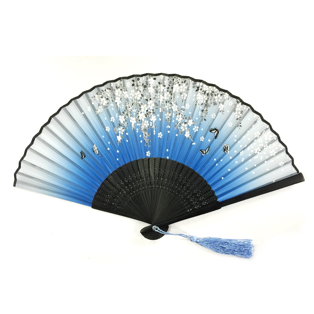 Wrapables® Silk Handheld Folding Fan with Tassel and Protective Sleeve ...