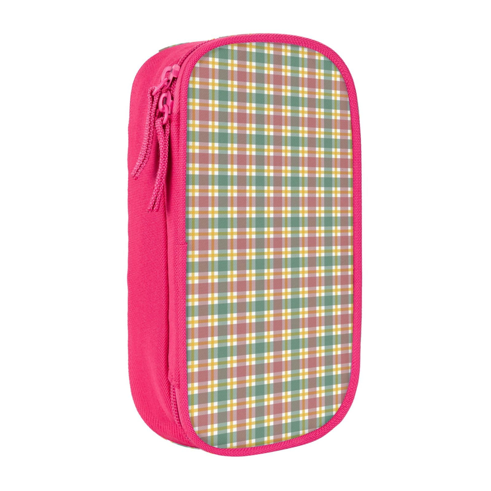 XMXY Red Green Plaid Checkered Pencil Case Cute Aesthetic, Portable ...