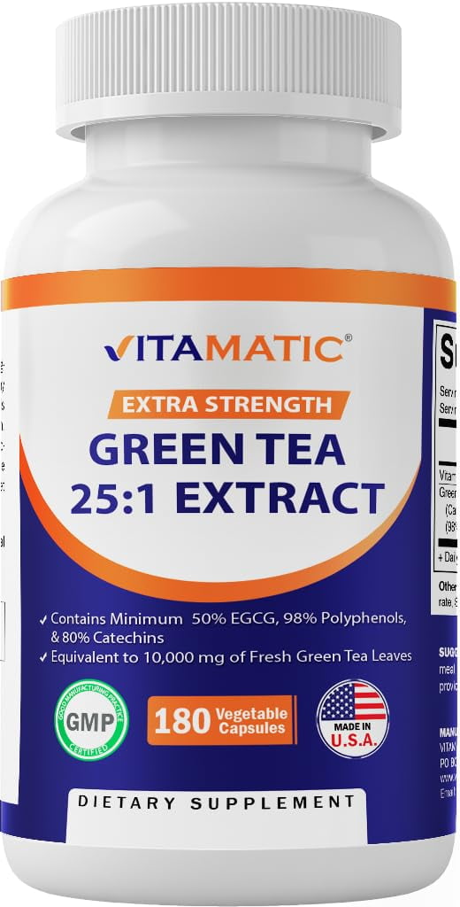 Suplemento vitamático de extracto de té verde concentrado 25 veces, 180 ...