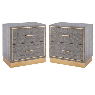 Home Square Set of 2 Modern Living Room Accent Ivory Faux Shagreen and ...