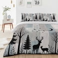 Alert Stag Silhouette California King Duvet Cover Set, Dark Forest Pine ...