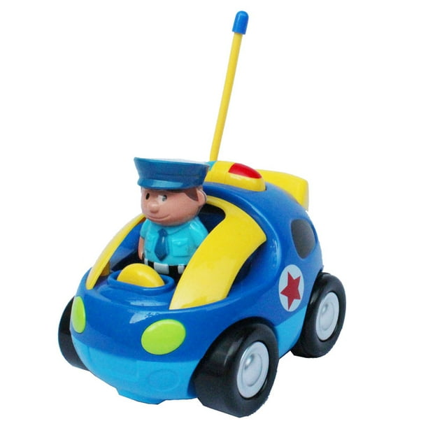 New 4" Cartoon RC Police Car Remote Control RC Toy for Toddlers (Blue ...