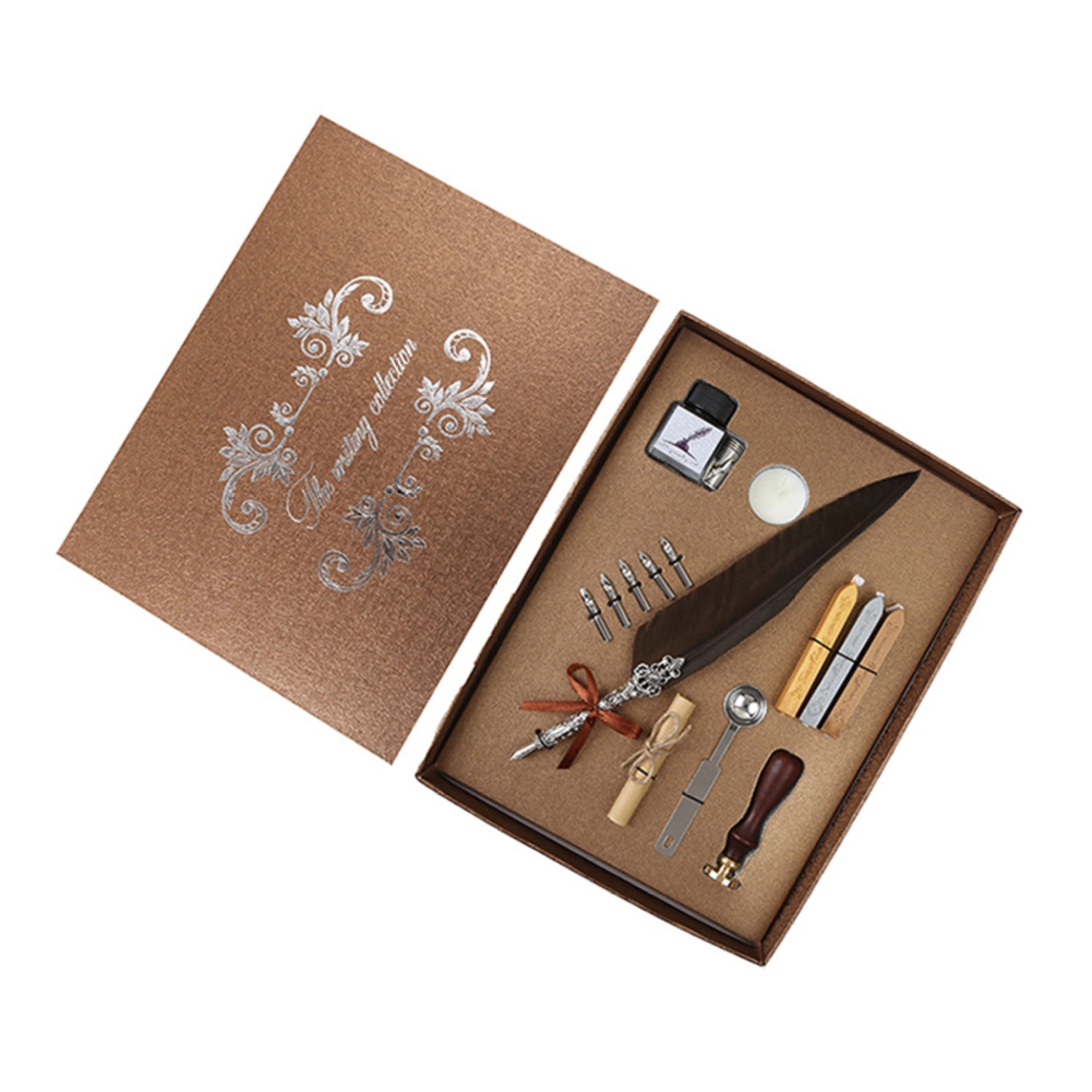 EUBUY Quill Pen Writing Feather Pen Dip Calligraphy Pen Set with 5 ...