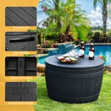 Dextrus Round Deck Box for Patio Furniture, Easy Assembly -Black ...