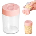 Toothpick Holder with 400 Count Toothpicks for Teeth Cleaning Round ...