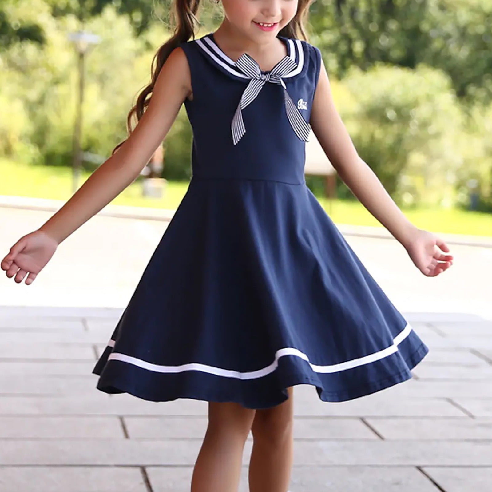 Alrise Pink Dress For Kids Kids Little Girls' Dress Striped