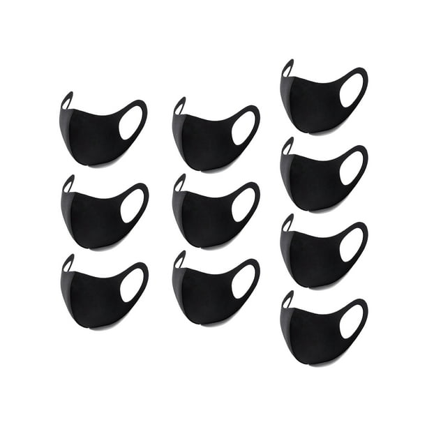 10 Pack Washable Face Mask Reusable Breathable Mouth Mask Black ...