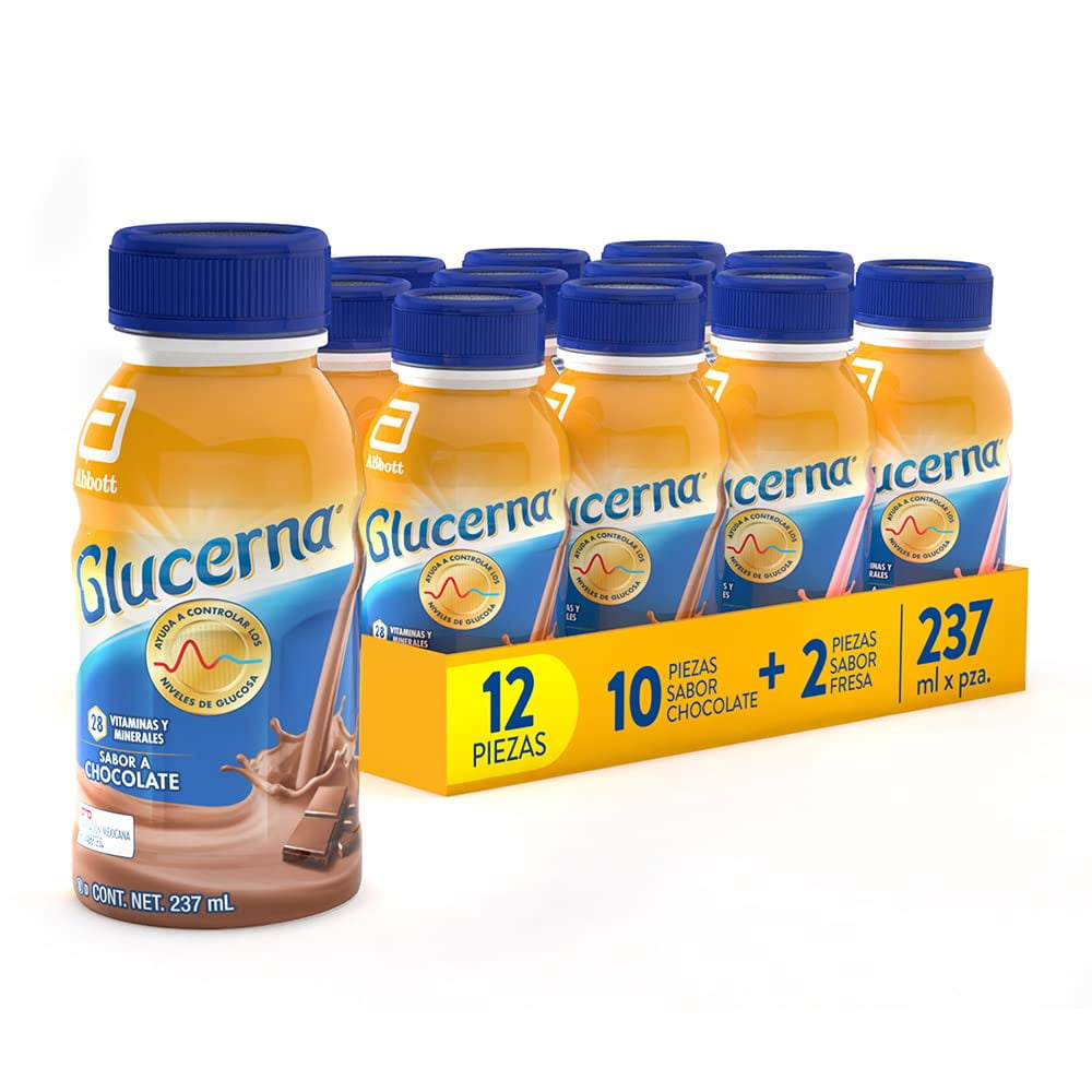 Glucerna - Chocolate 237 ml 12 Pack, 10 Chocolate + 2 Fresa, Control de ...