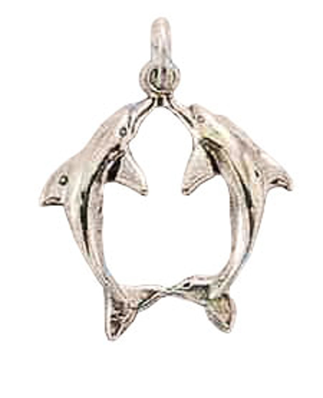 Sterling Silver 18" 1mm Box Chain Two Kissing Dolphins Pendant Necklace ...