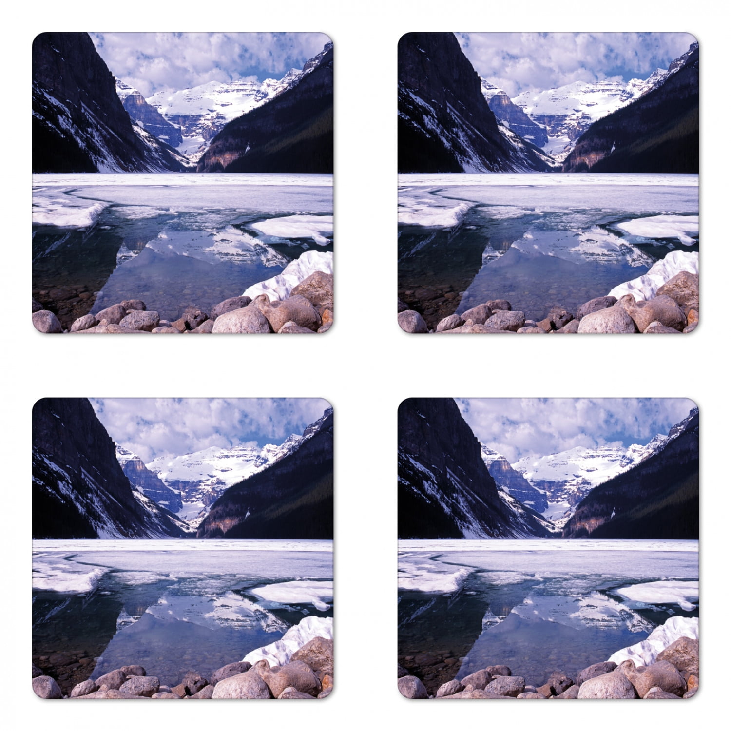 Winter Coaster Set of 4, Lake Louise Alberta Canada Tourist Attraction ...