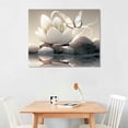 Acheng Zen Water Lily Canvas Wall Art White Floral and Yellow Butterfly ...