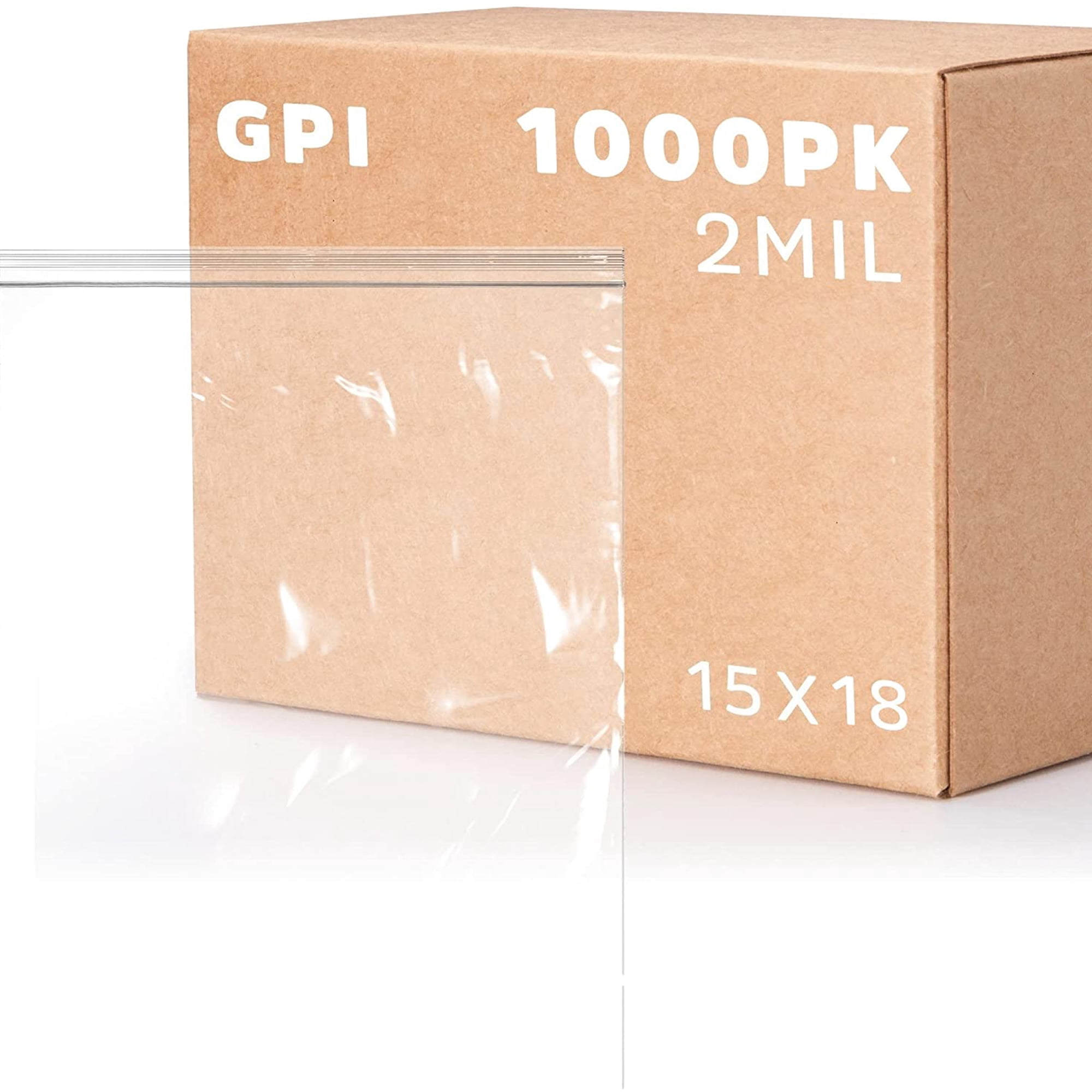 GPI 15” x 18” Reclosable Ziplock Bag 2 Mil Jumbo Clear Zipper Bags for ...