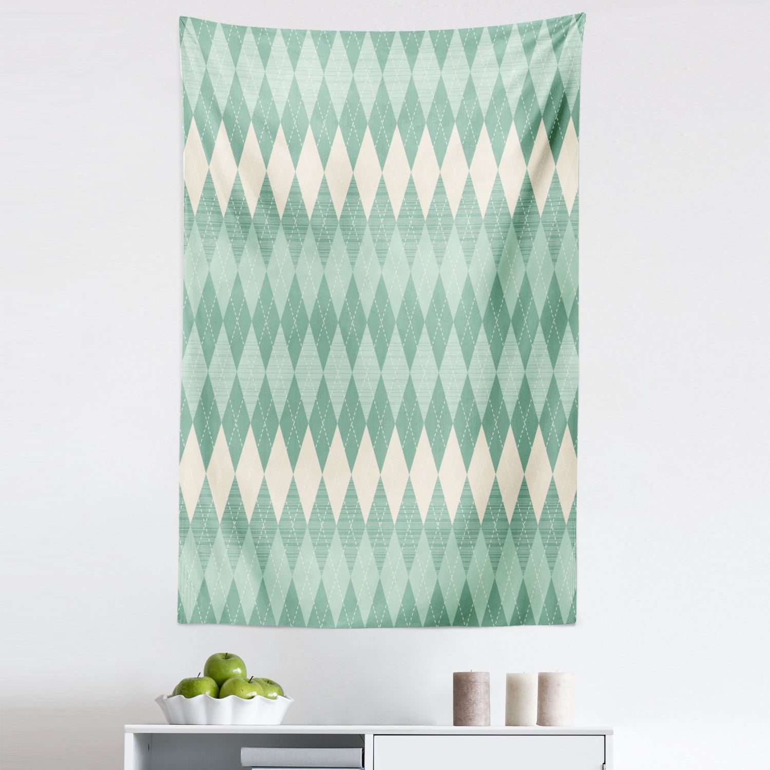 Aqua Tapestry, Rectangular Triangle Shapes Abstract Design Sketchy ...