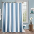 Blue Striped Shower Curtain Set with Hooks, Vertical Stripe Modern ...