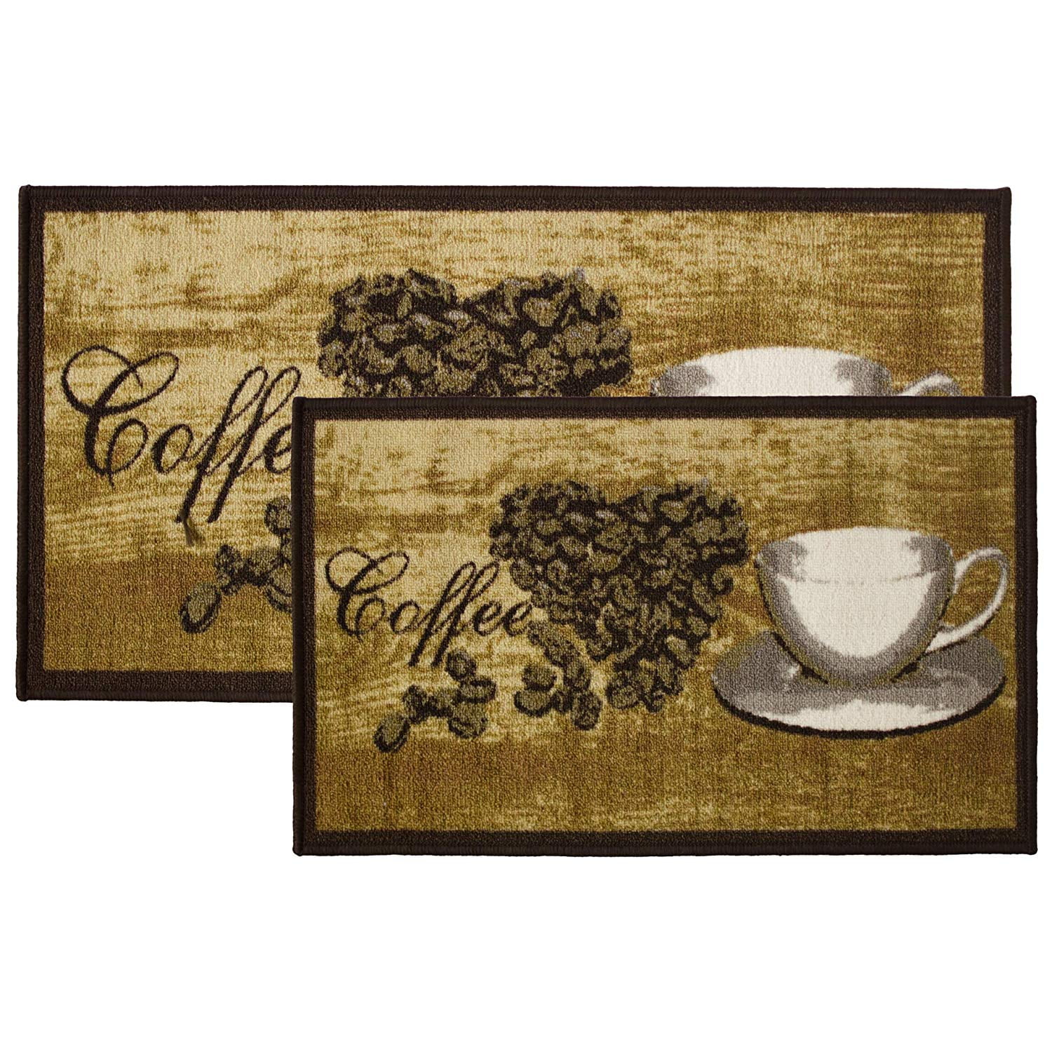 2 PC Kitchen Area Rug Set, Floor Mat, Decorative Fun Printed Design ...