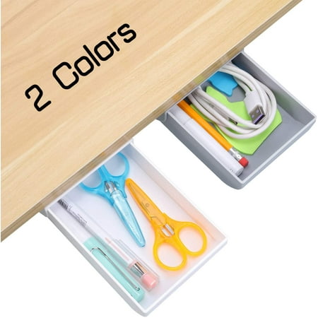 2 Pieces Under Desk Drawer Organizer Storage Self-Adhesive Pop-up ...