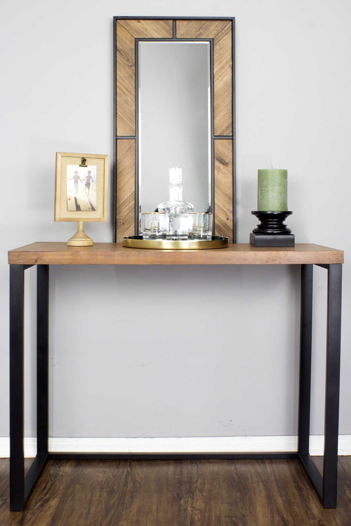 41.25" Natural Metal, Wood, and MDF Console Table - Walmart.com