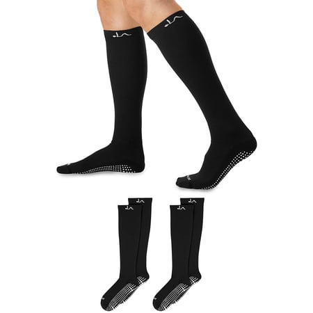 Compression Socks with Non-Slip Grips for Safety - 15-20mmHg for Women ...