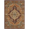 SAFAVIEH Heritage Cearra Border Wool Area Rug, Rust, 6' x 6' Round ...