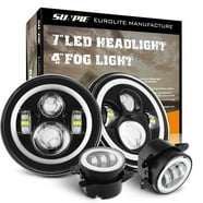 Sunpie 7" LED Headlights + 4" LED fog lights Combo Kits for 1997-2018 ...