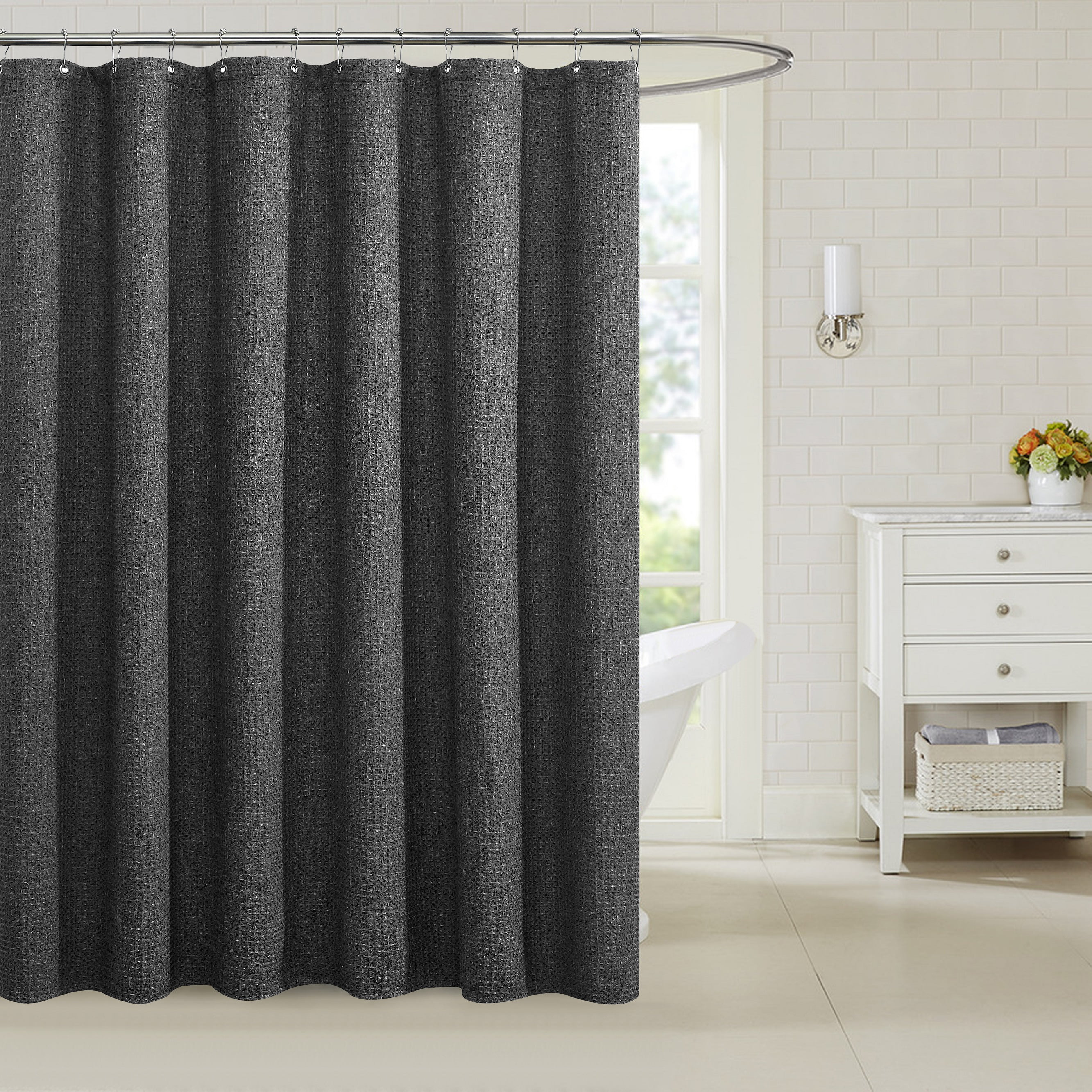 Better Homes And Gardens Solid Waffle 72 X 72 Fabric Shower Curtain