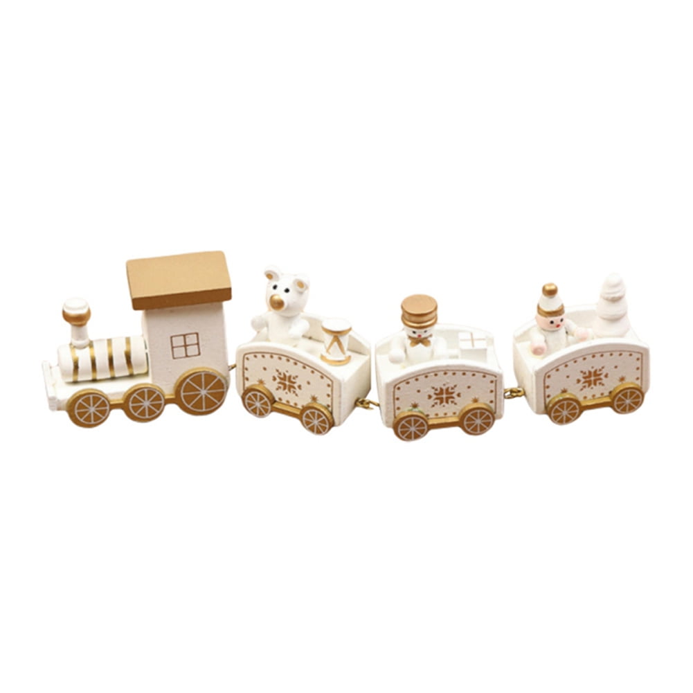 Wooden Christmas Train with Snowman, Mini Train Decor Set for Christmas ...