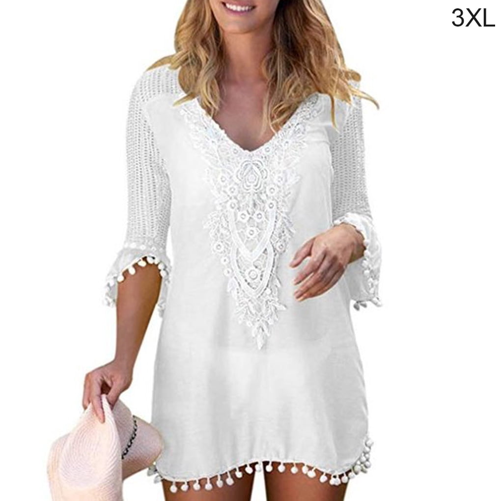 Click here for Pitrice Women Dress Beach Lace Cover Up V Neck Tas... prices