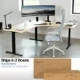 VIVO Light Wood / Black Electric 71" x 71" Curved Corner Stand Up Desk ...