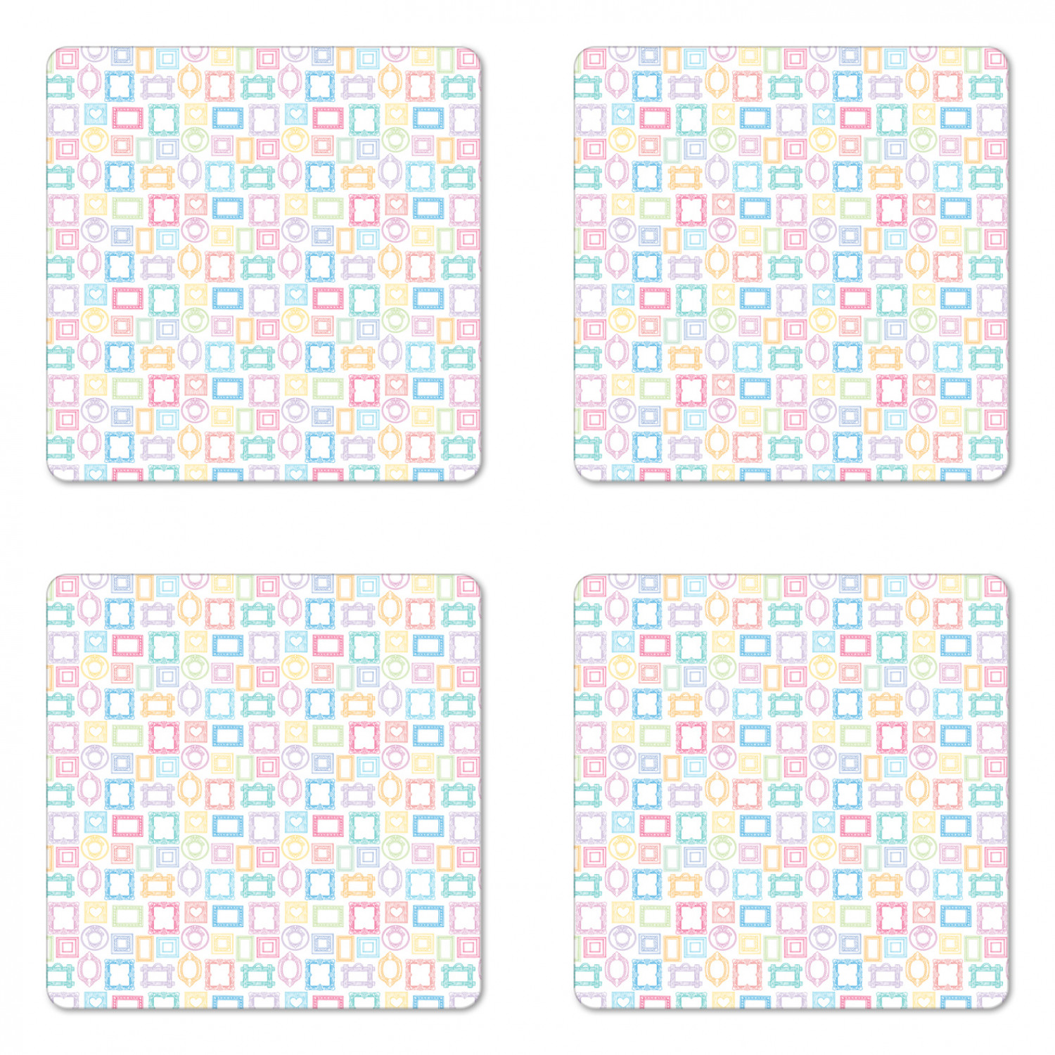 Colorful Coaster Set of 4, Various Picture Frames in Different Color in ...