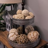 Zeckos Metal Rustic Round Two Tier Country Farmhouse Serving Tray ...